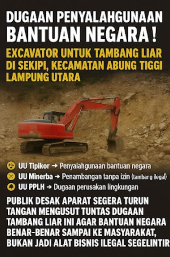 Dugaan Korupsi Excavator Bantuan Pemerintah, Lampura Diguncang Skandal ...